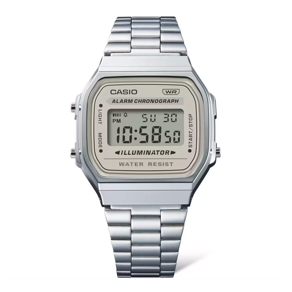Casio Vintage Unisex Neutral Silver Digital Watch A168WA-8AYDF 37mm ...