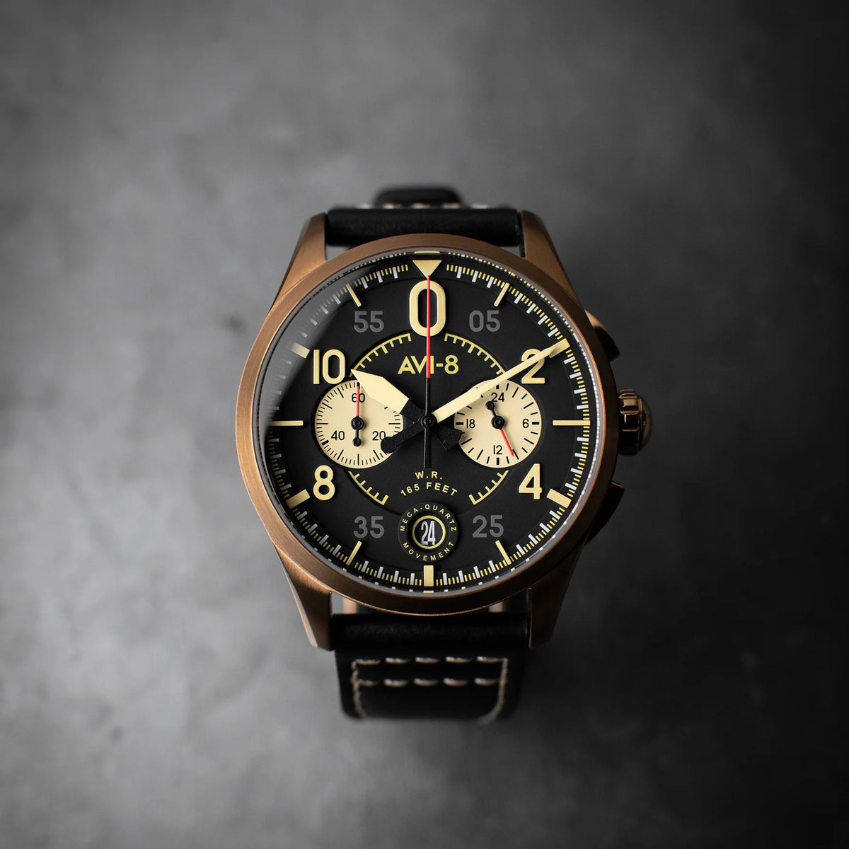 AVI-8 Spitfire Lock Black Chronograph – Bronze Case Pilot Watch