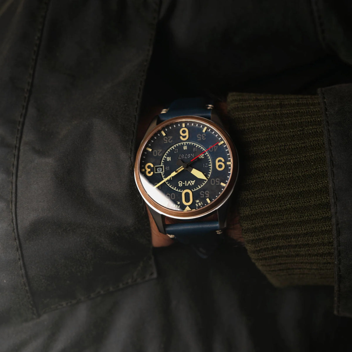 AVI-8 Spitfire Smith Auto Blue Dial Watch with Sapphire | WatchPilot