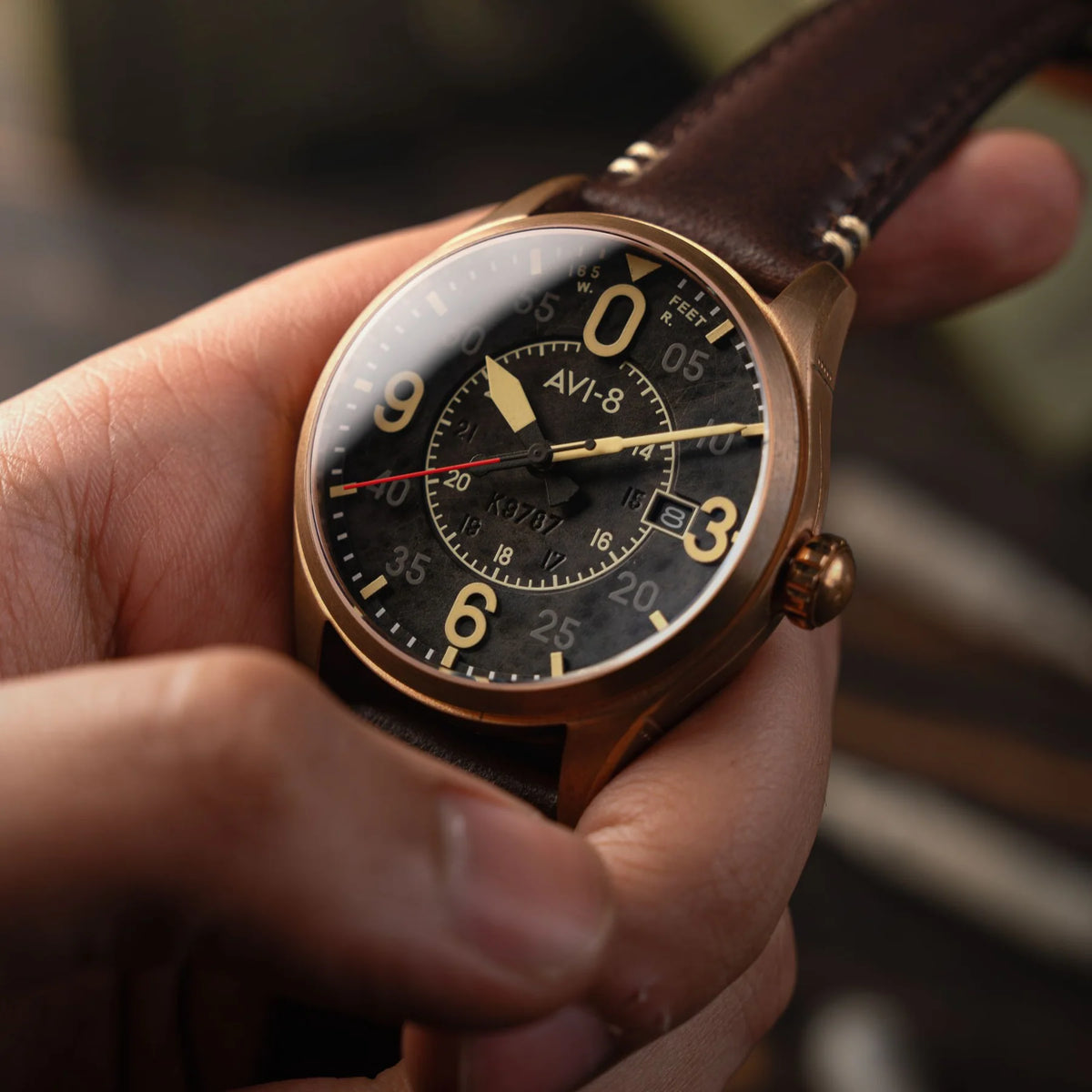 AVI-8 Smith Automatic Bronze Pilot Watch – Inspired by Spitfire Design
