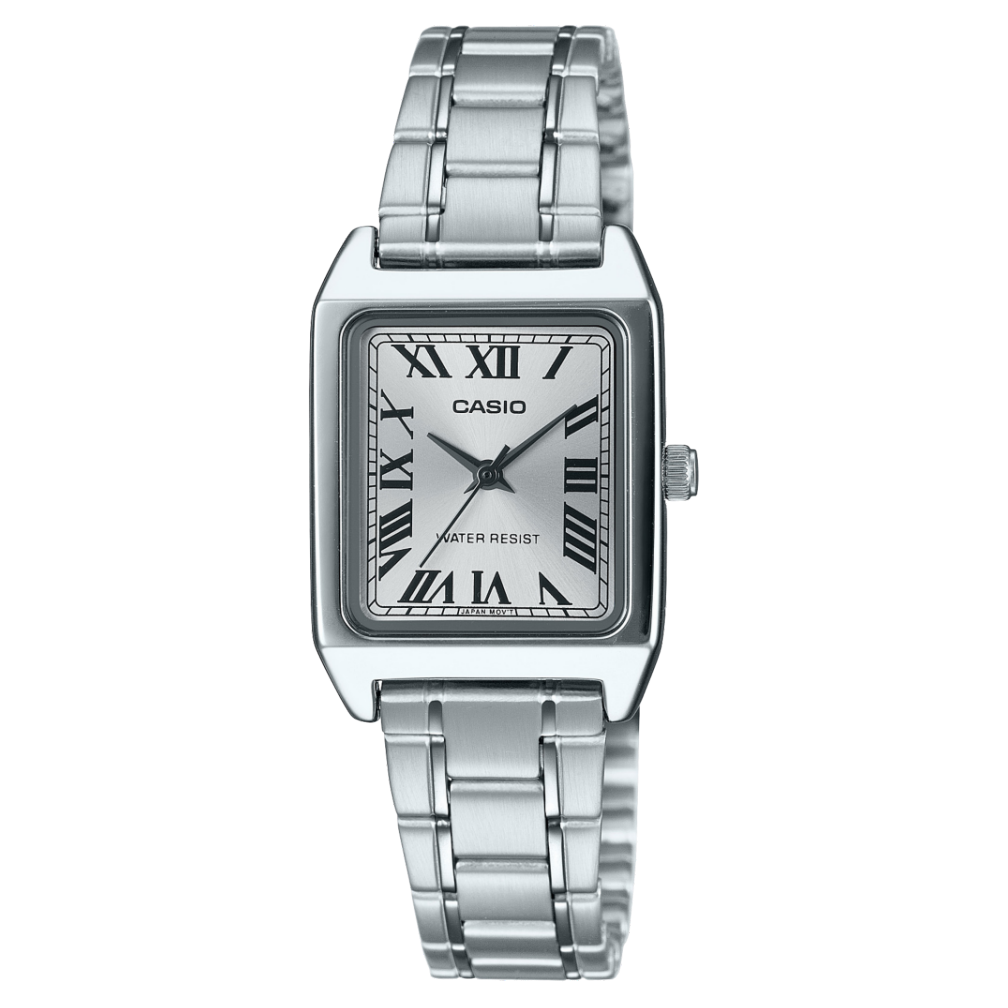 Casio Women's Rectangular Silver Stainless Steel Watch | WatchPilot