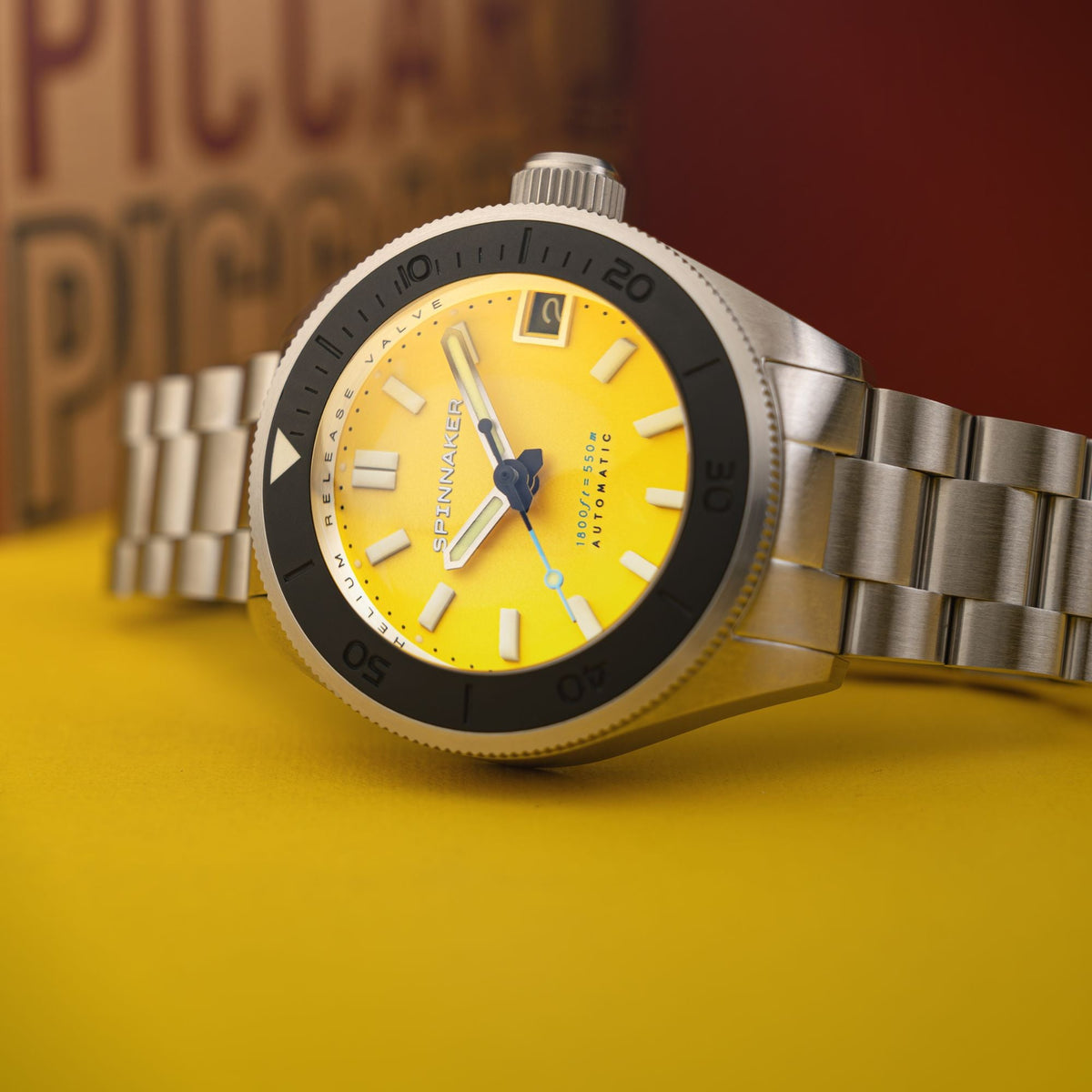 Spinnaker Piccard Yellow Diver Watch – 550m Automatic Men's Style