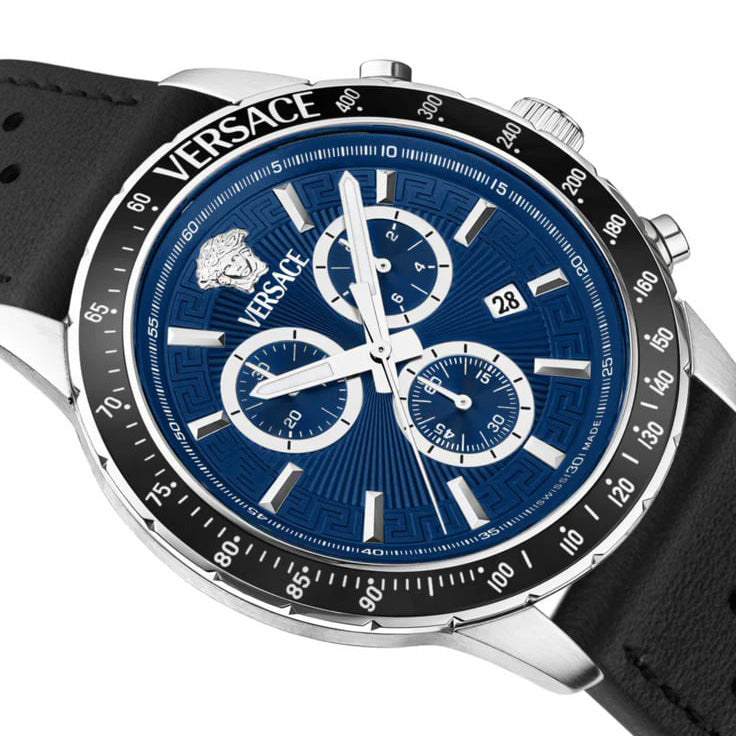 Versace Sport Chronograph Men’s Blue Watch 44mm | Swiss Quartz