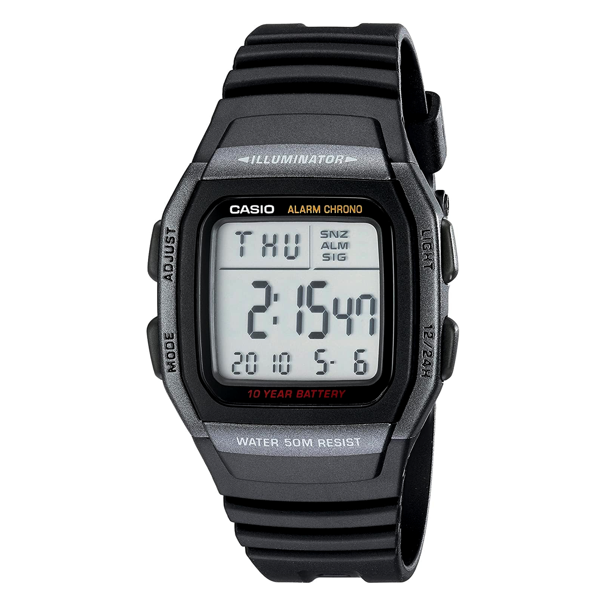Casio W-96H-1BV Digital Watch – 50m Water Resistant, 10-Year Battery