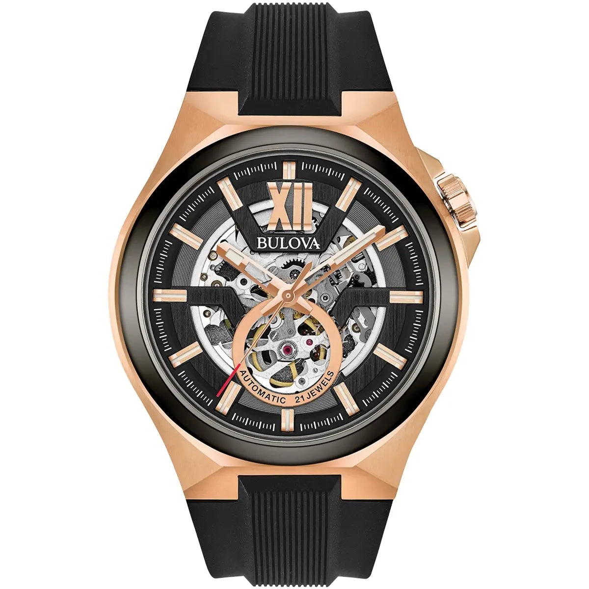 Bulova Maquina Auto Men's Rose Gold Watch 98A177 from WatchPilot™
