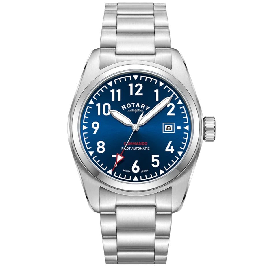 Rotary Commando Pilot Auto Men's Steel Blue Watch GB05470/52 from ...