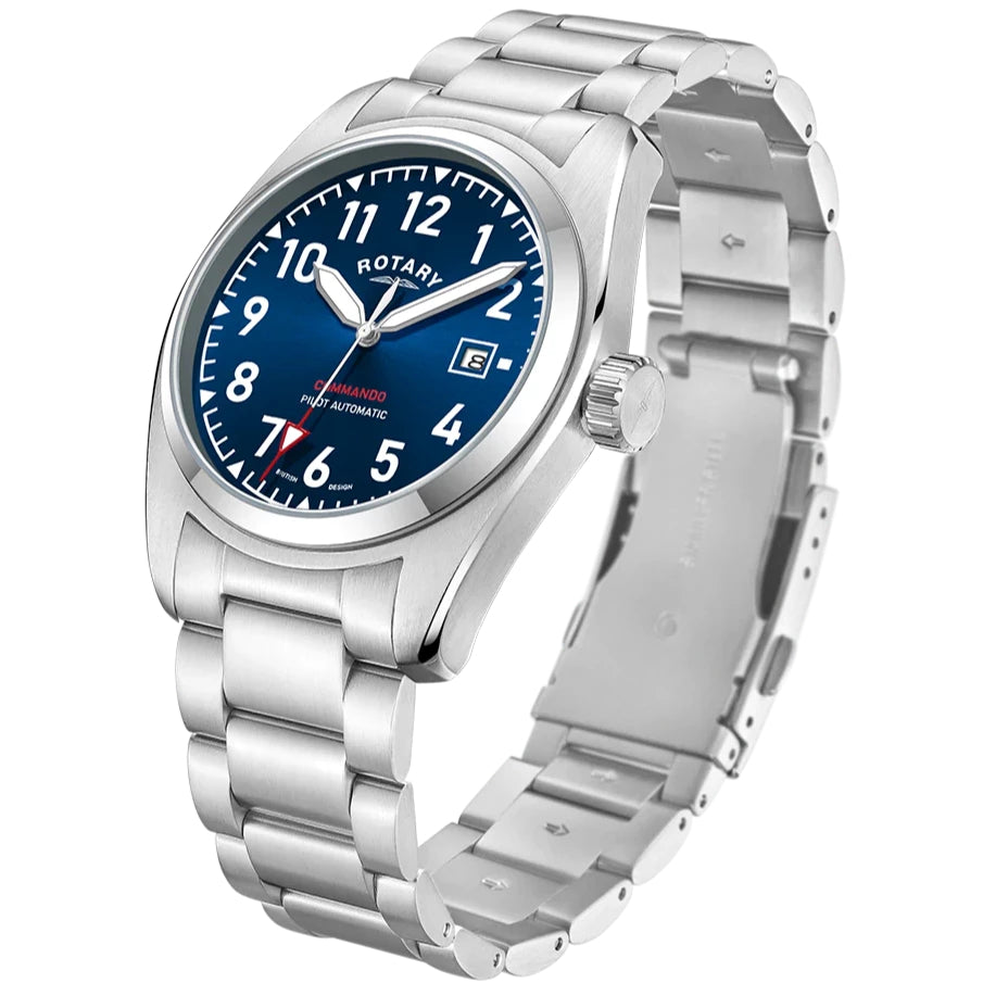 Rotary Commando Pilot Auto Men's Steel Blue Watch GB05470/52 from ...