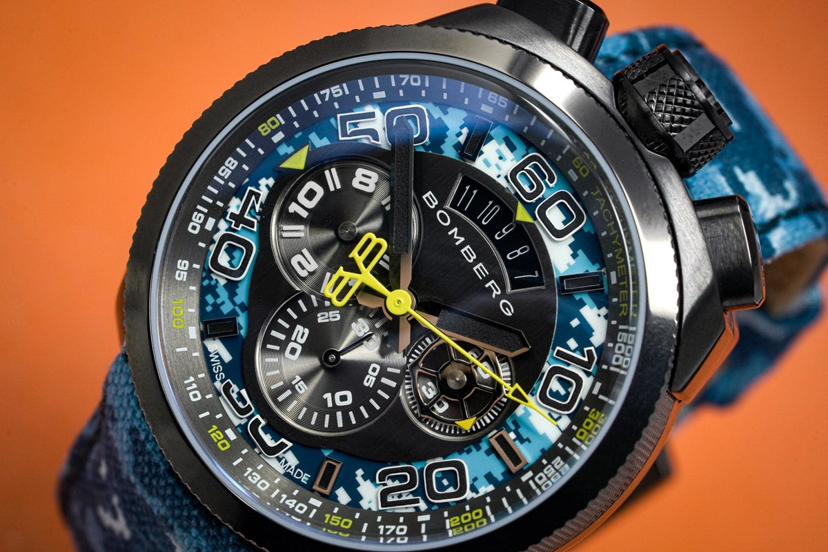 Bomberg Men's Chronograph Watch BOLT-68 Blue Camo Limited Edition