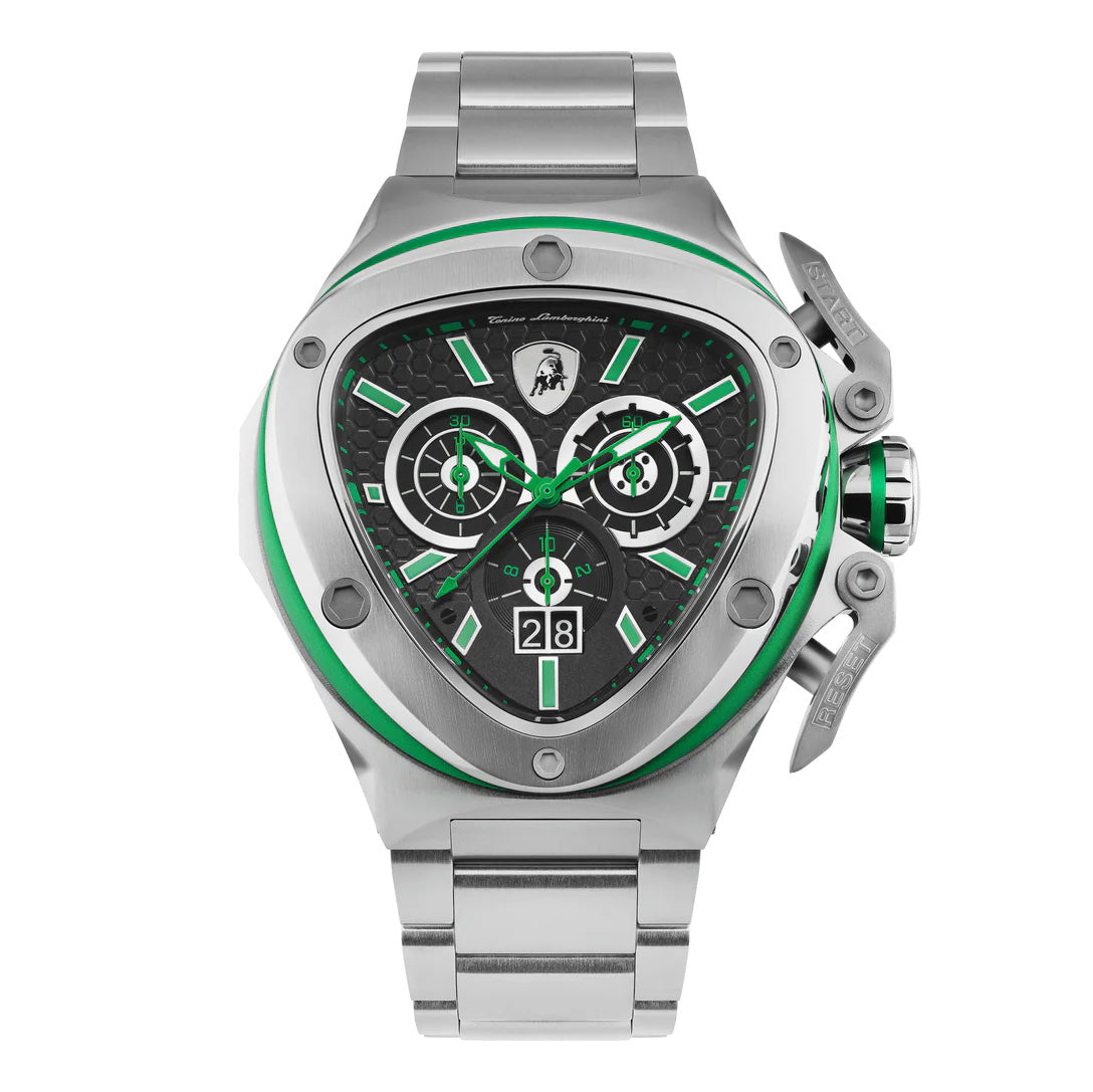 Tonino Lamborghini Spyder X Silver Green Men’s Chronograph Watch ...