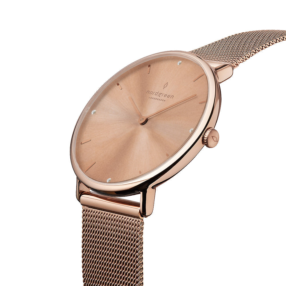 Nordgreen NativeR Rose Gold Mesh 28mm Rose Gold Case Watch from WatchPilot™