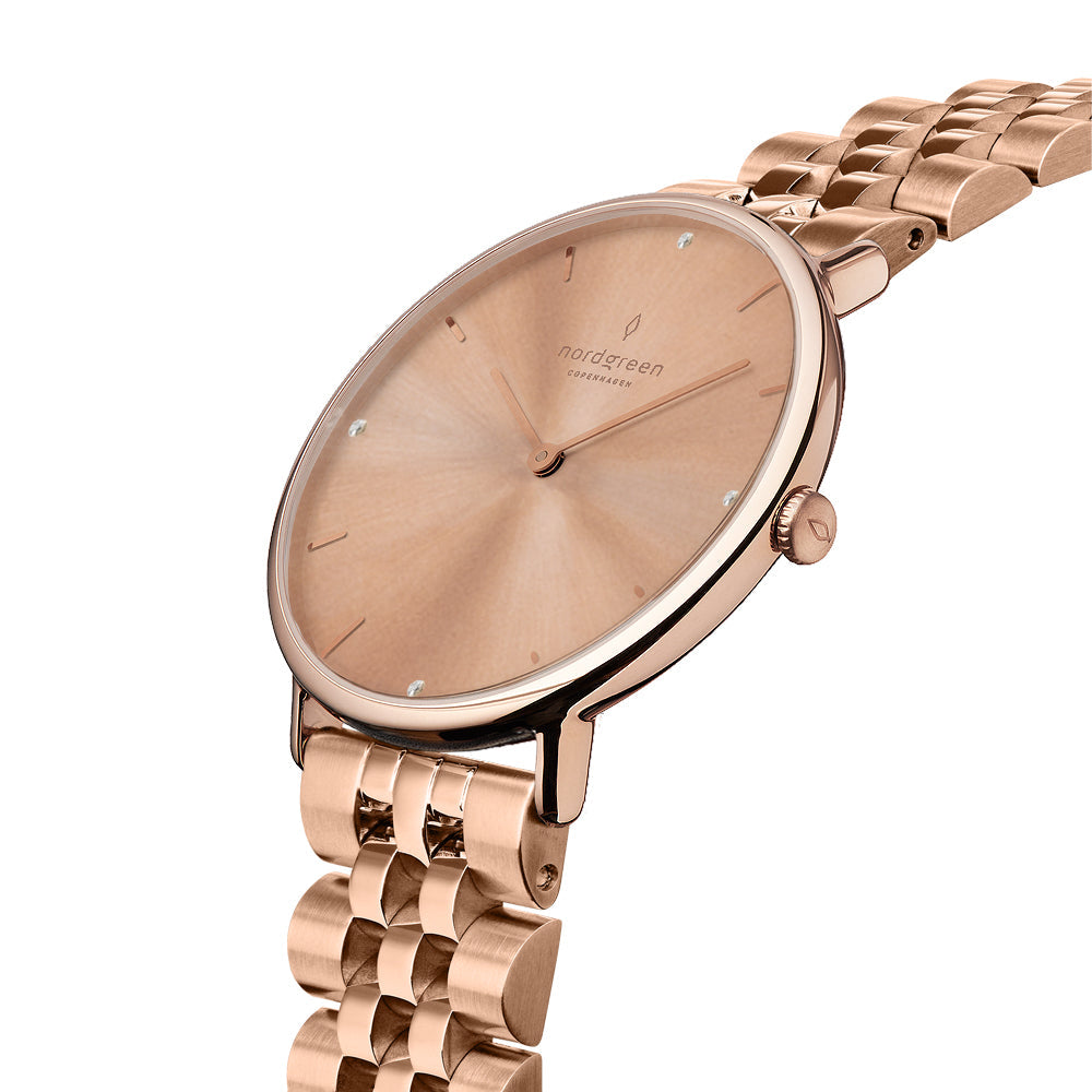 Nordgreen Native Rose Gold Stainless Steel 32mm Rose Gold Case Watch ...