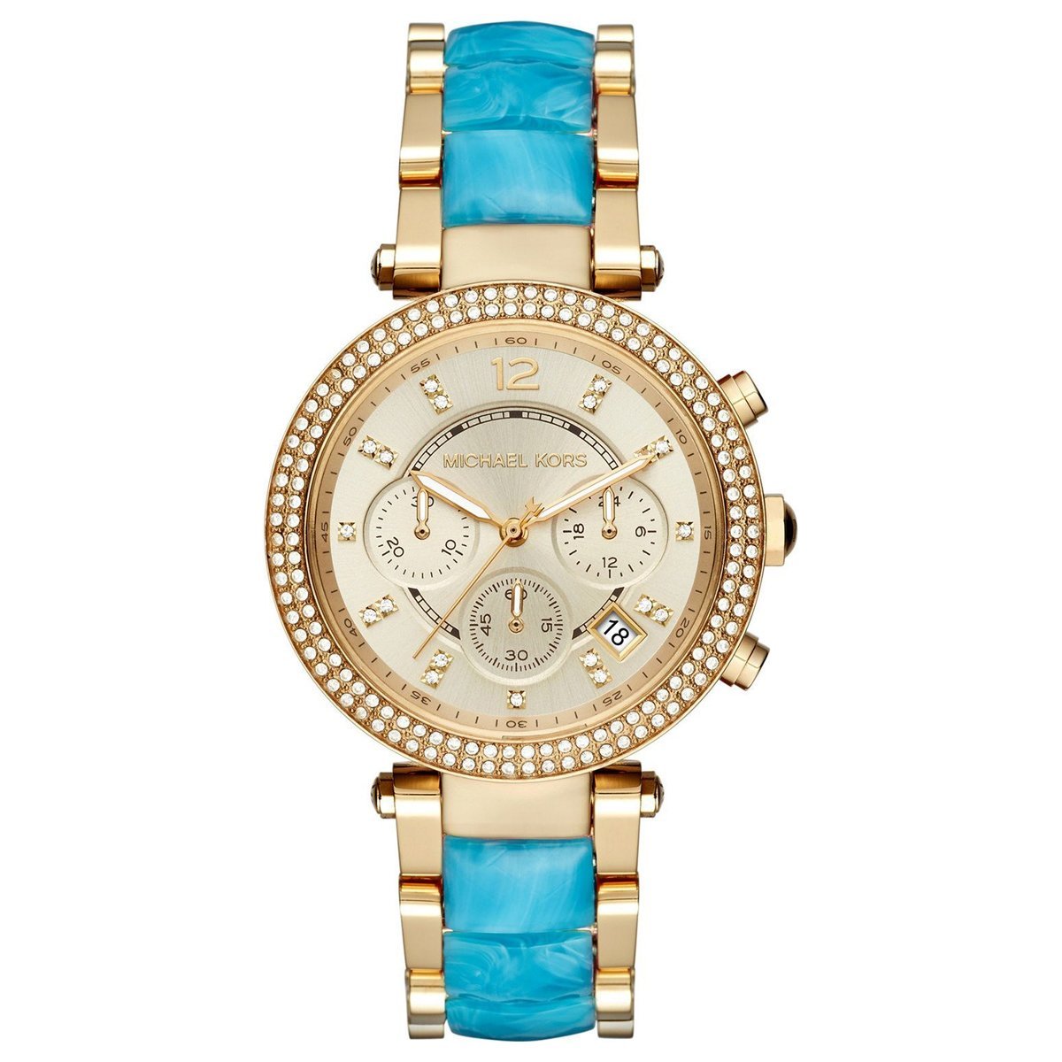 Michael Kors MK6364 Ladies Chronograph Parker Blue Watch from WatchPilot™