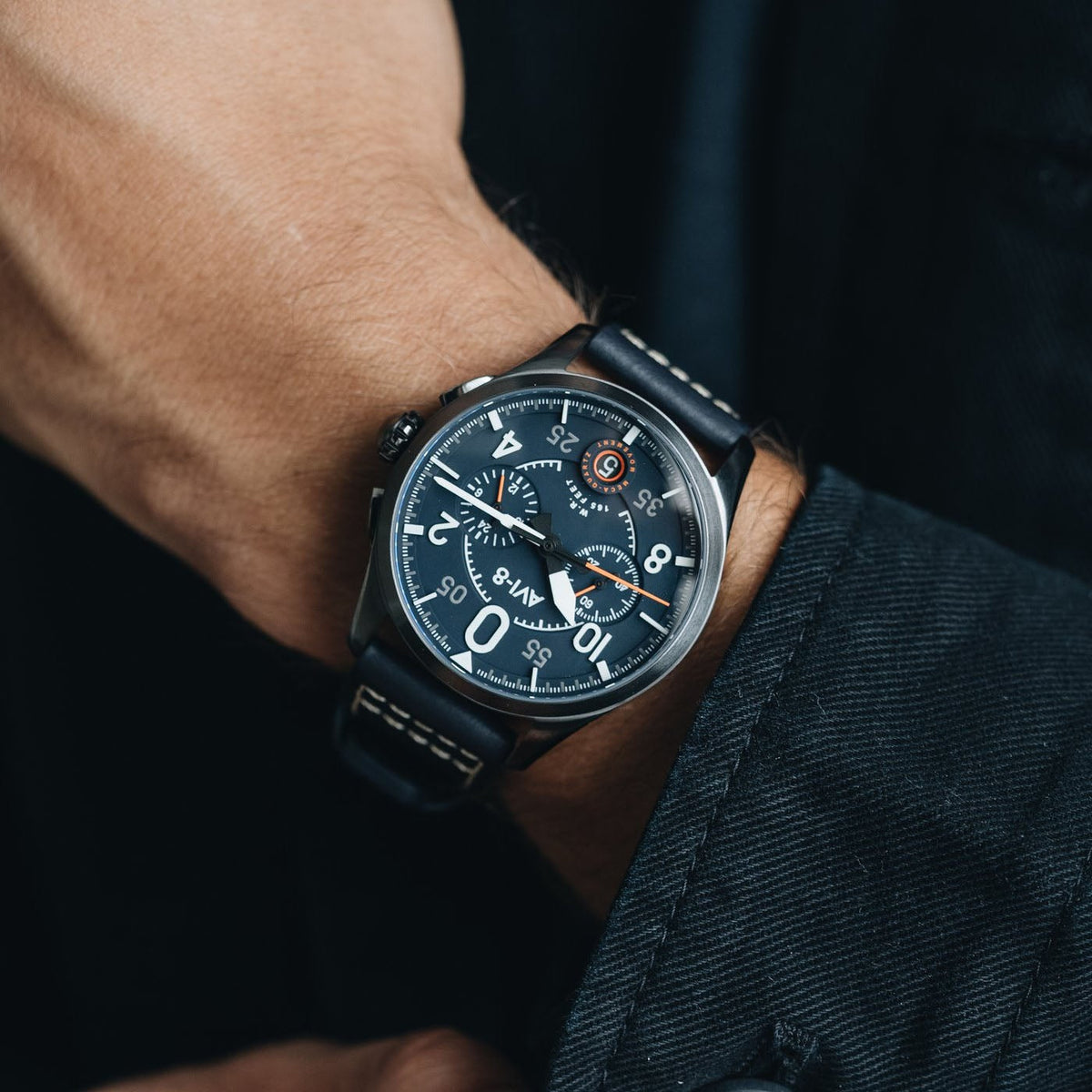 AVI-8 Blue Dial Chronograph Inspired by Spitfire Lock – Pilot Style